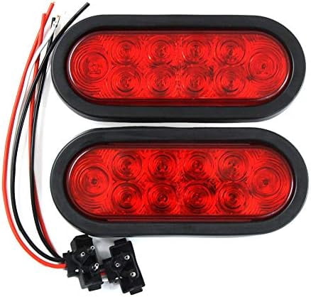 (2) Red Trailer Sealed RED 6" Oval Stop/Turn/Tail Light Marine ...