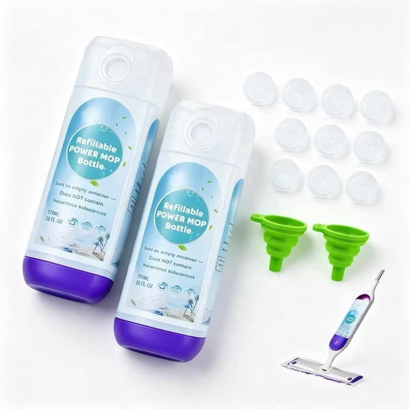 2 Refillable Mop Bottles for Power Mop, 26 FL OZ Leak Proof HDPE ...