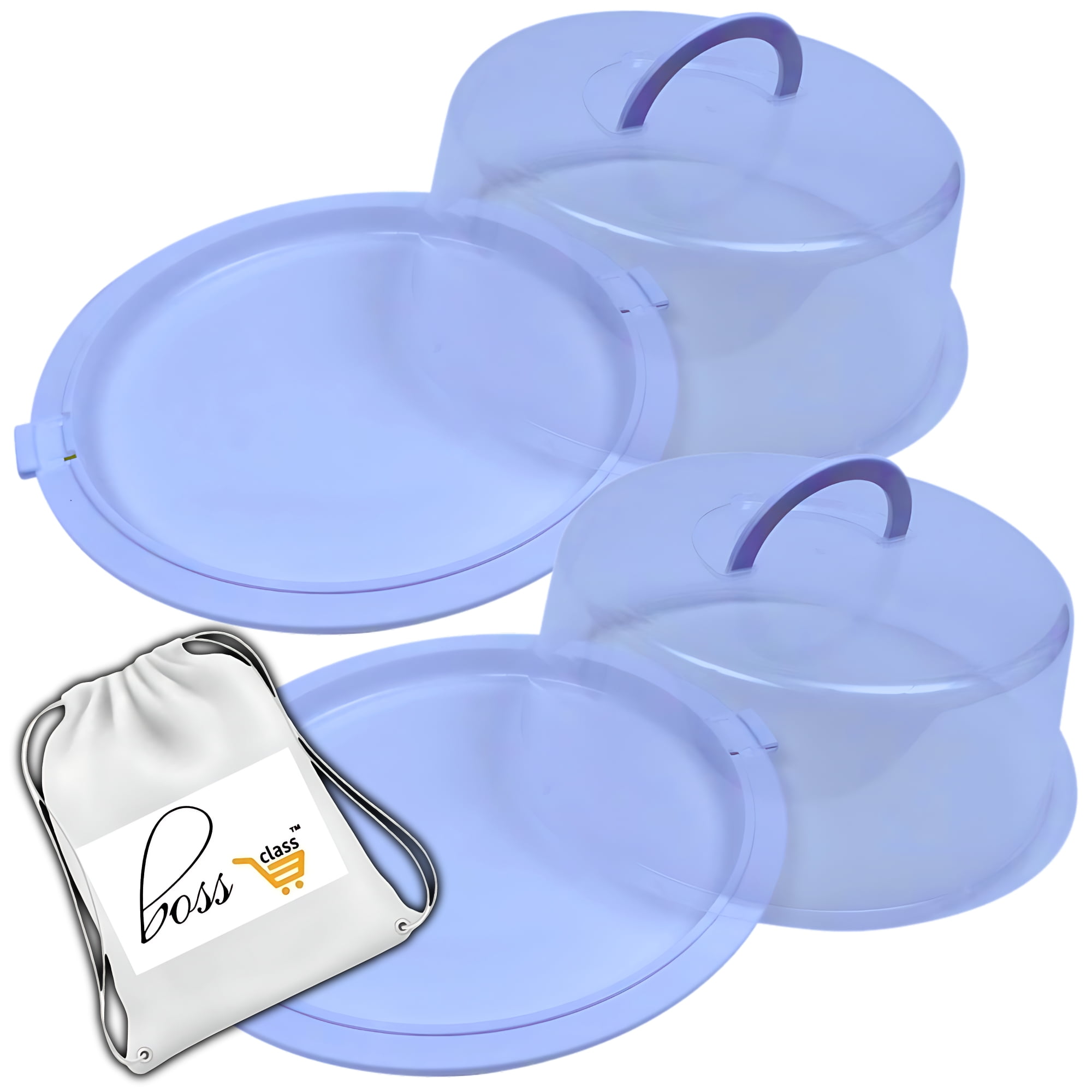 BCL Reusable Plastic Cake Container with Lid (2 Pack), Clear Dome ...