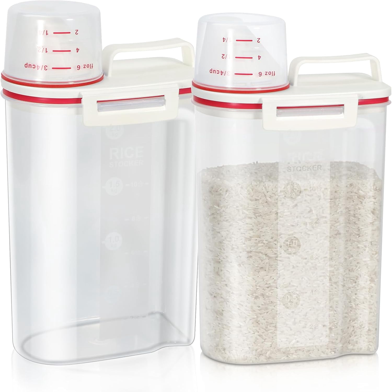 2 Rice Storage Containers 4 Lbs, Small Rice Dispenser with Measuring ...