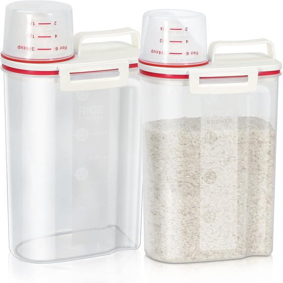 2 Rice Storage Containers 4 Lbs, Small Rice Dispenser with Measuring ...