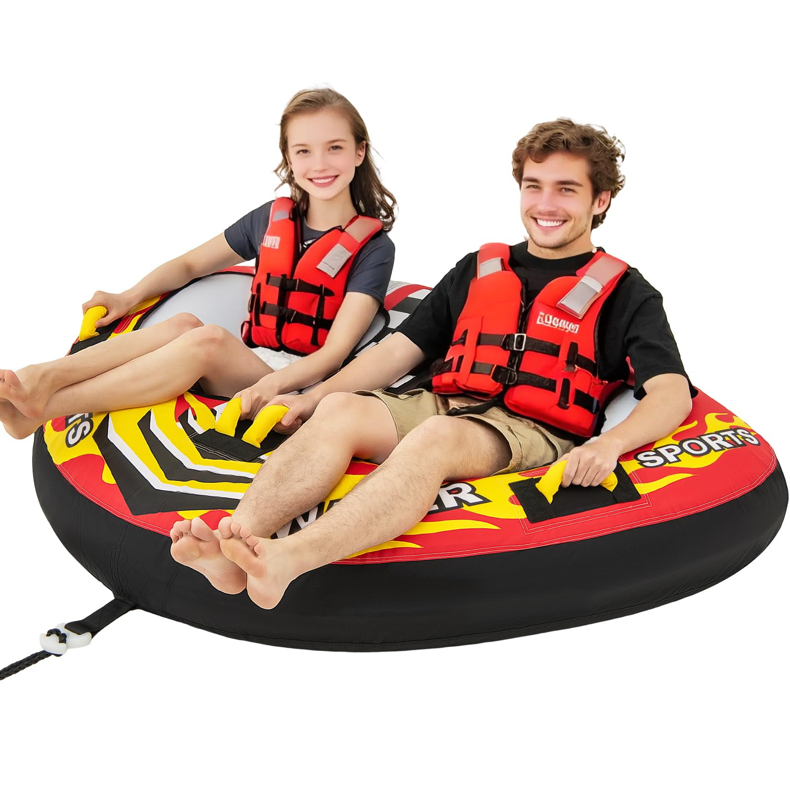 2 Rider Towable Water Tube, High-Speed Design with U-Shaped Hull ...