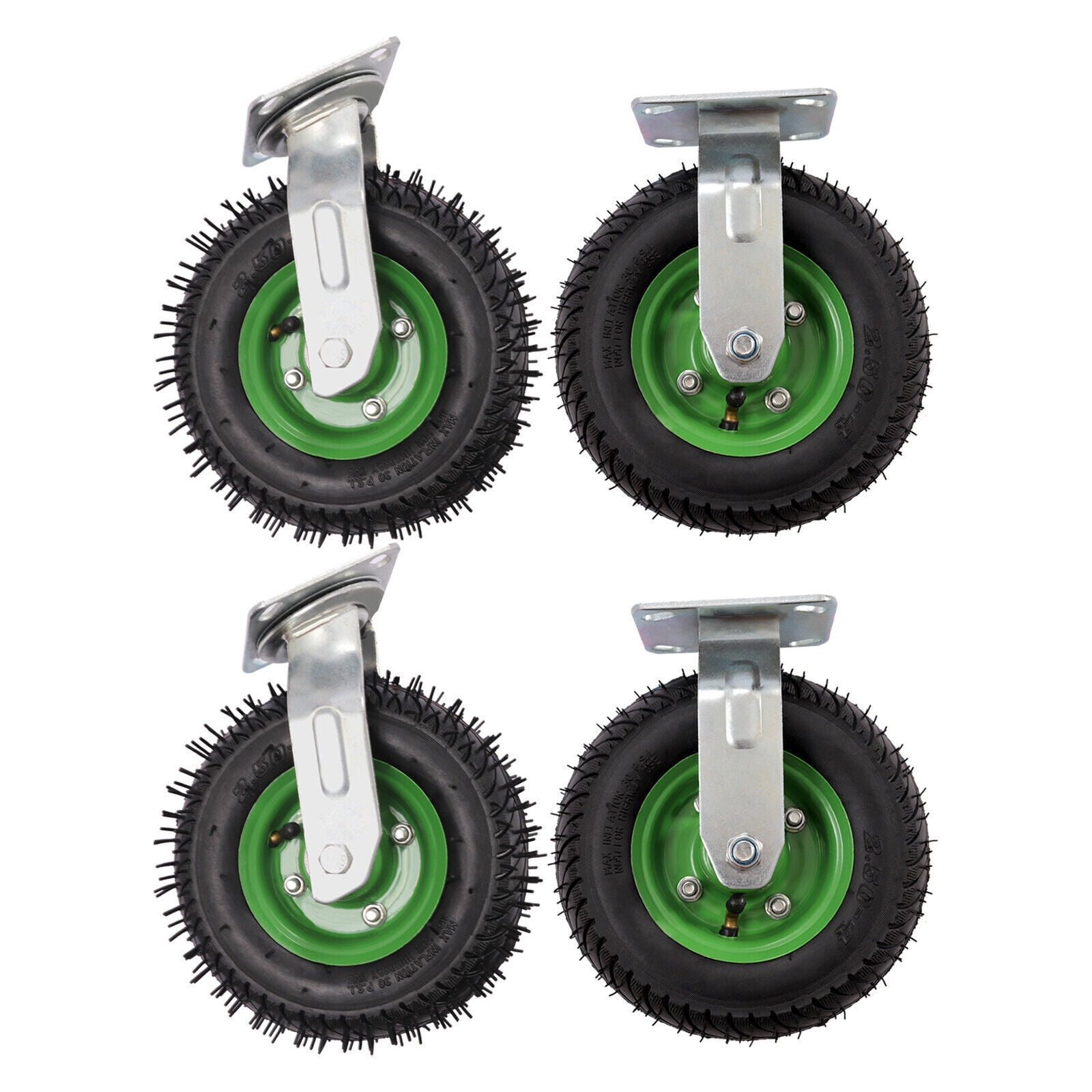 2 Rigid + 2 Swivel 4Pcs 8" Pneumatic Air Tire Wheel HD Farm Cart Caster ...