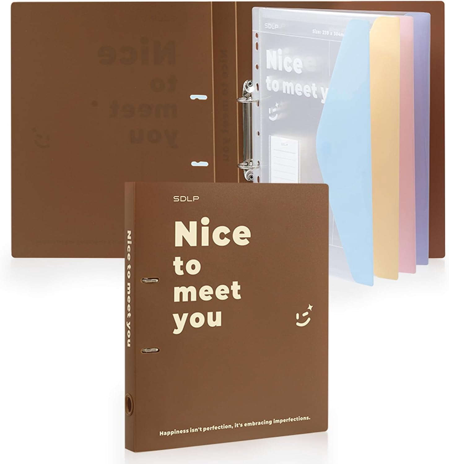 2 Ring Binder with 4 Document Folder, 14.9" × 10.9" × 1.3" PP Plastic ...