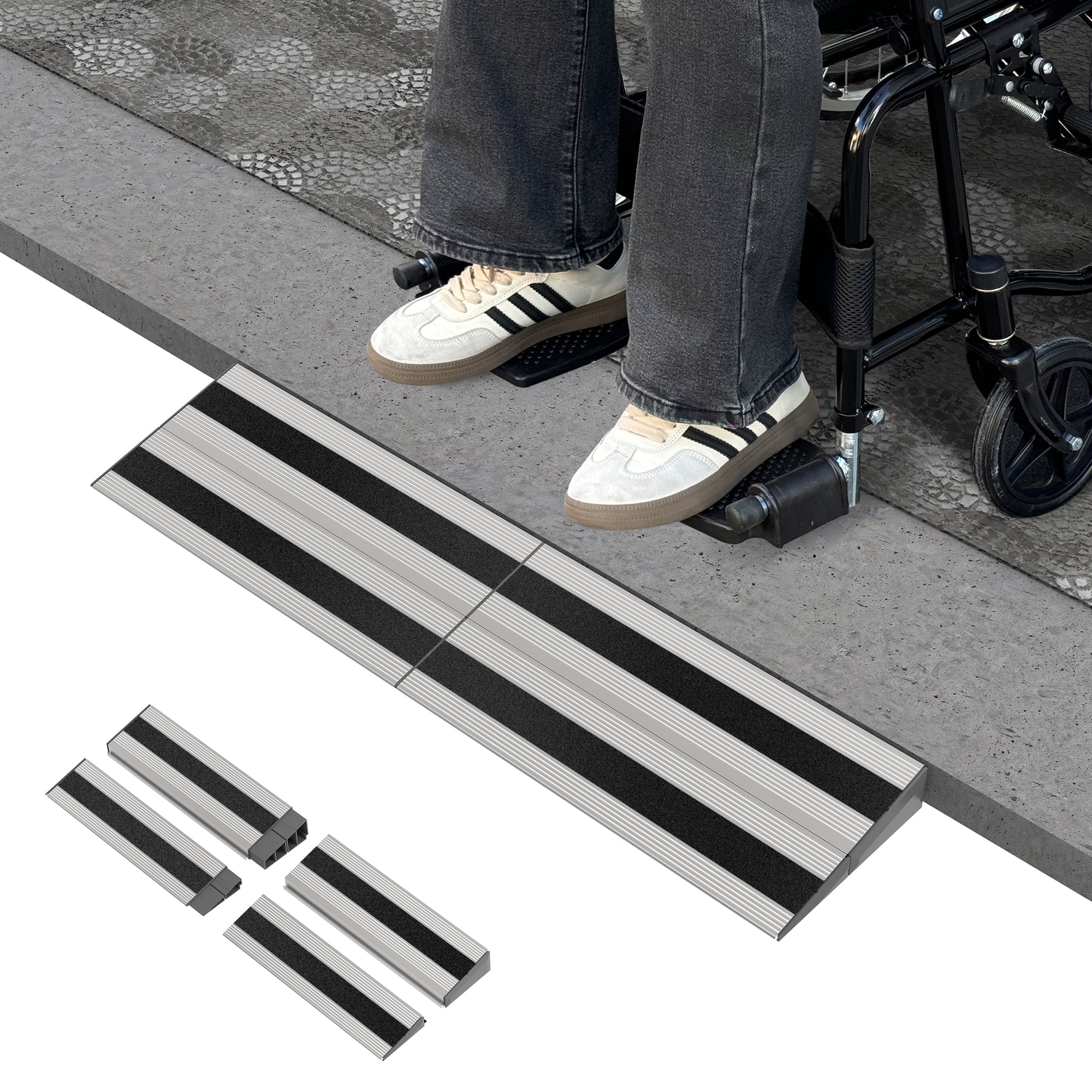 2" Rise Modular Threshold Ramp for Doorways, Stable Wheelchair Ramp for ...