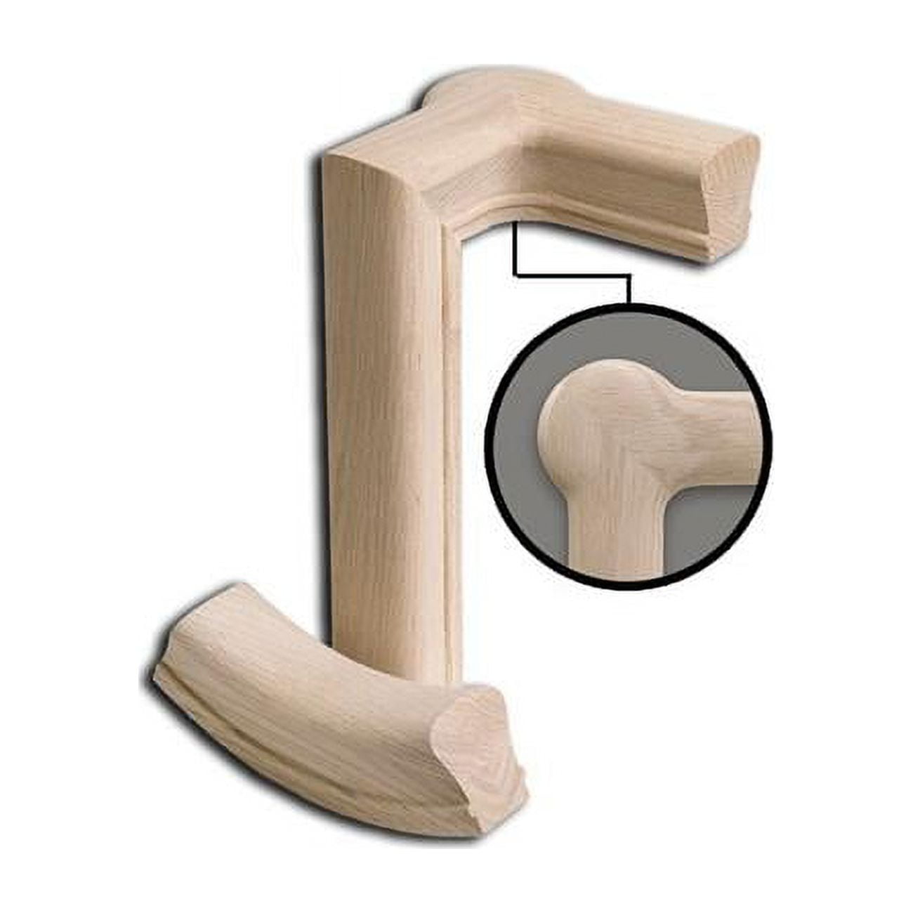 2 Rise Right Hand Gooseneck with Cap Wood Handrail Fitting, White Oak ...
