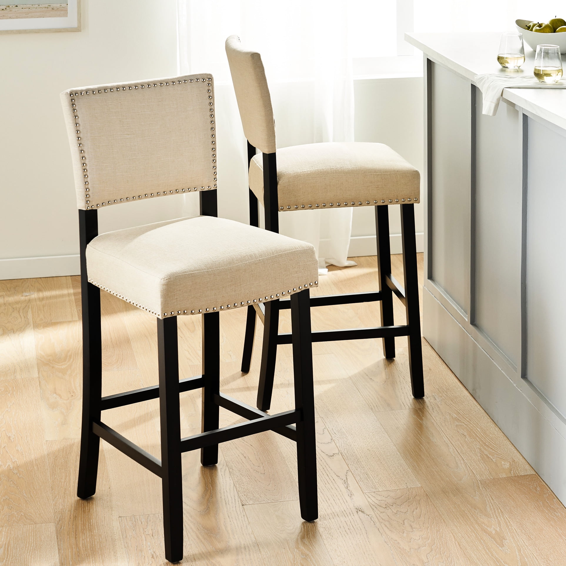 2 With Rivet Accents, Fabric Sponge Padding, Wood Base, Suited For ...