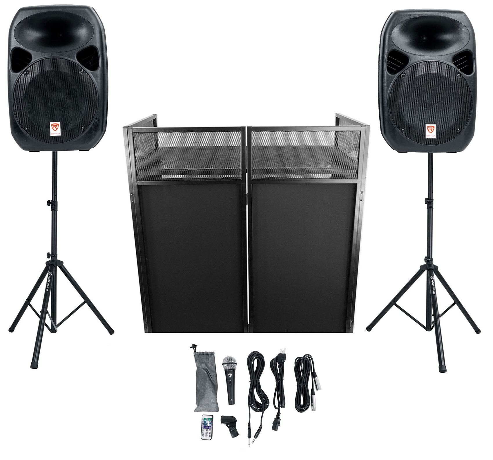 2 Rockville 12" Speakers+Stands w/Bluetooth+Booth For Backyard Party ...
