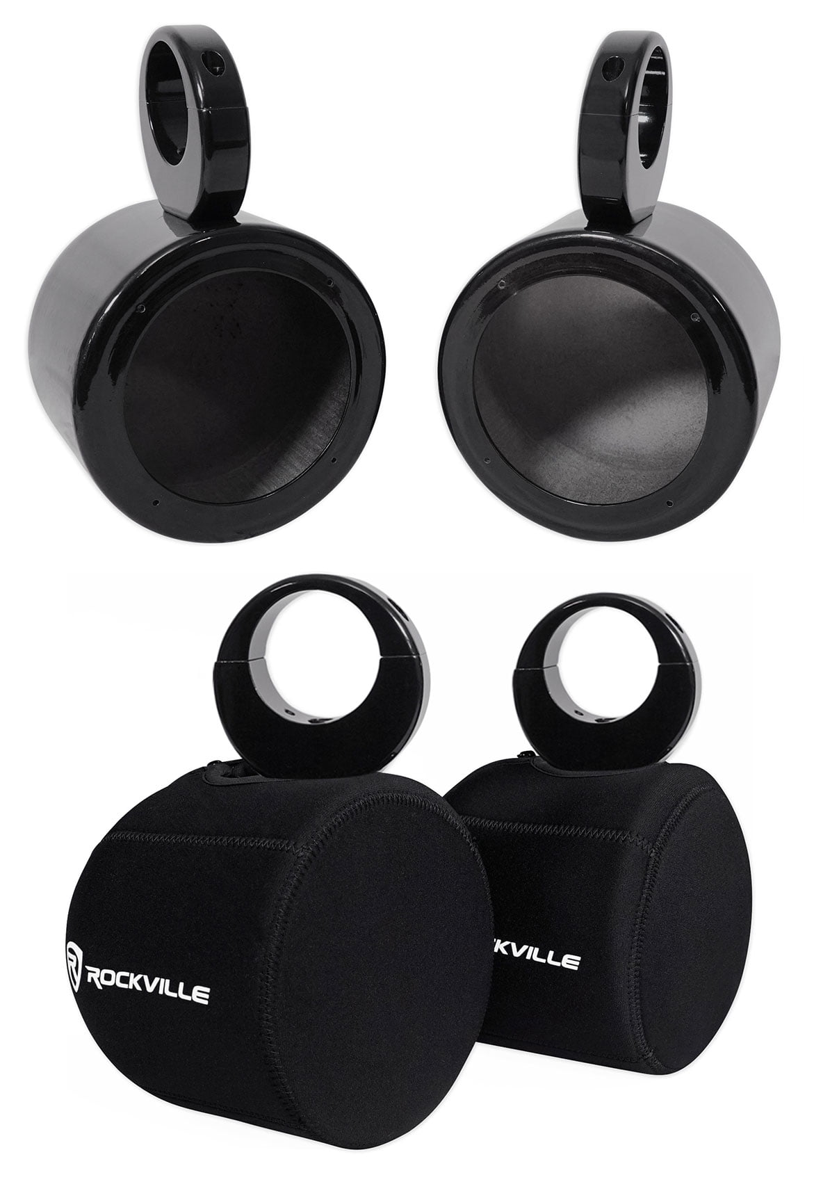 (2) Rockville 5.25" Black Marine Wakeboard Tower Speaker Pods ...