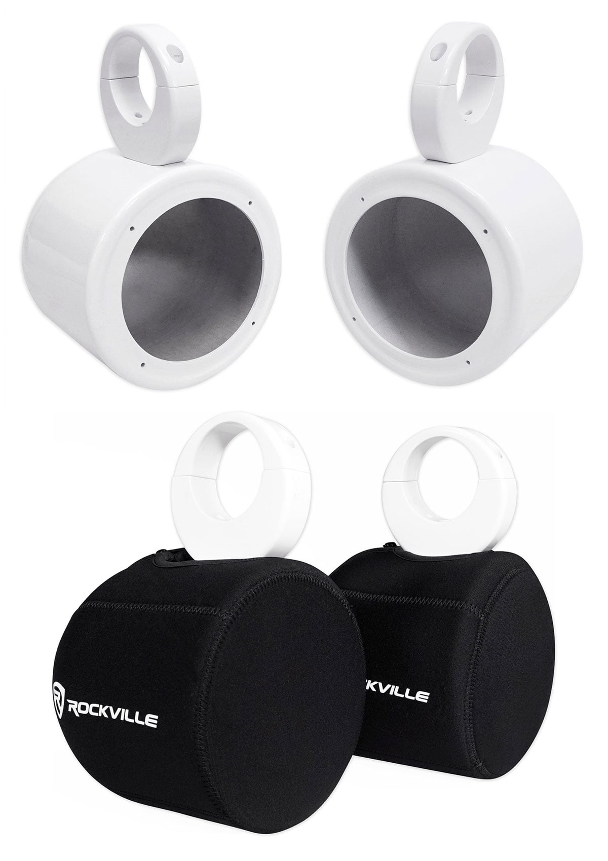 (2) Rockville 5.25" White Marine Wakeboard Tower Speaker Pods ...