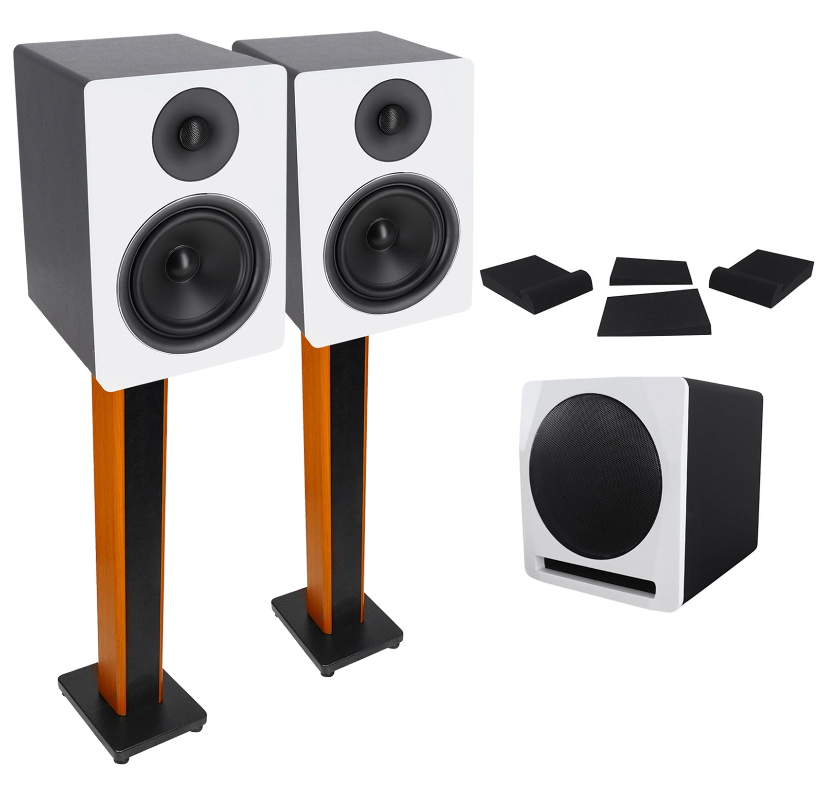 (2) Rockville APM6W 6.5" Studio Monitors+Active 10" Subwoofer+36 ...