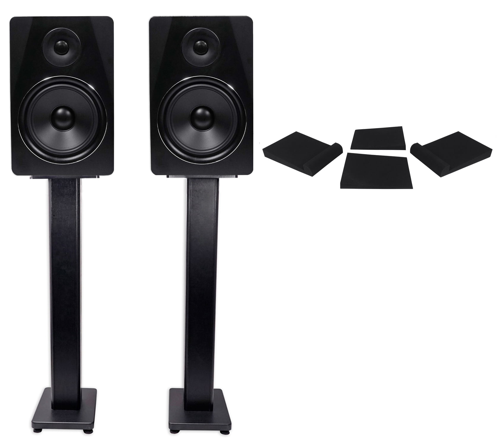 2) Rockville APM8B 8" 2-Way 500 Watt Powered USB Studio Monitors+Stands ...