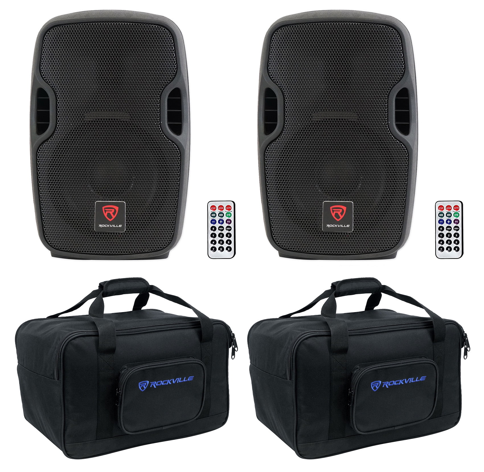 (2) Rockville BPA8 8" 600w DJ PA Speakers w Bluetooth+bags - Walmart.com