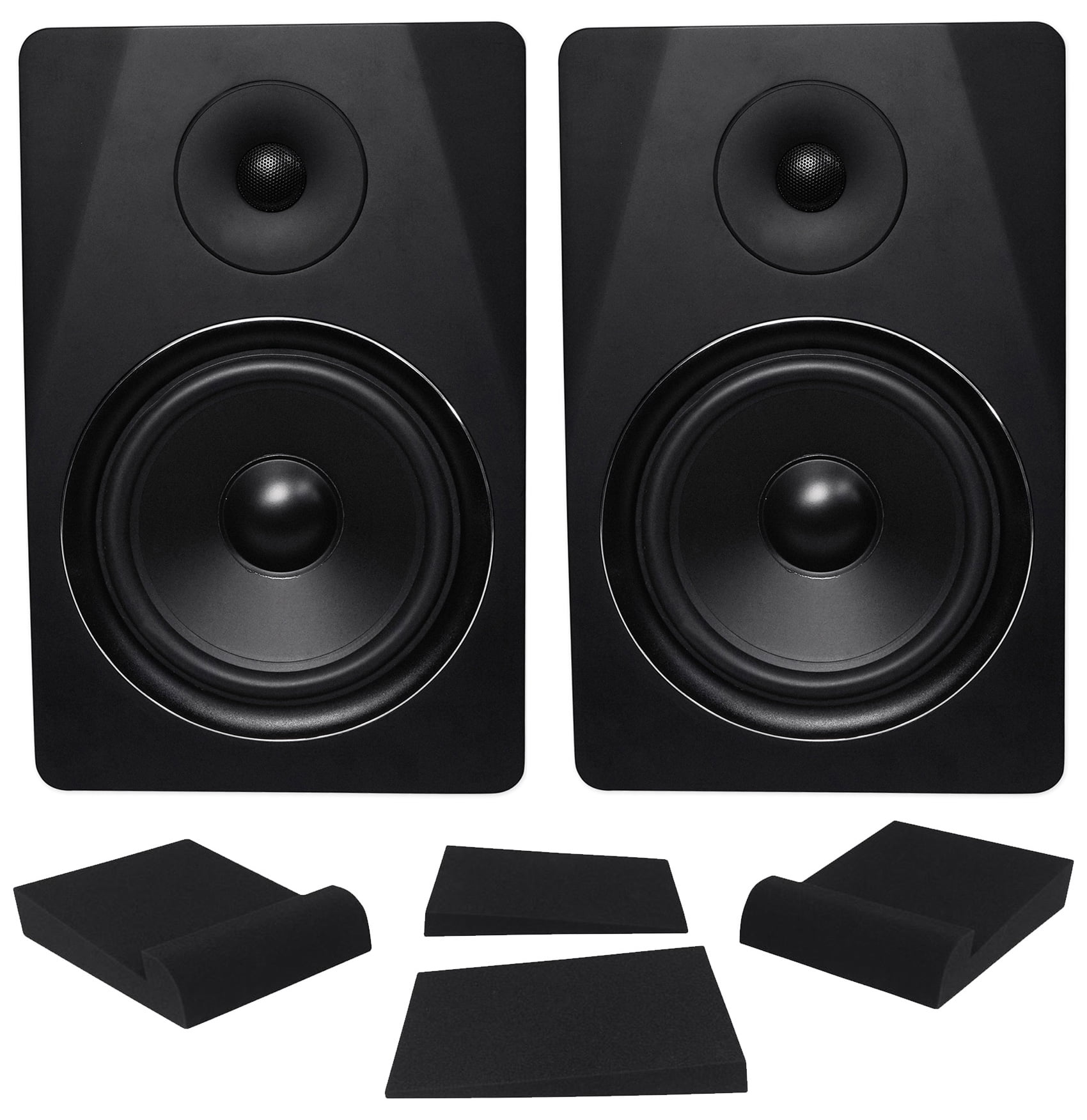 2) Rockville DPM5B Dual Powered 5.25" 300w Active Recording Studio ...