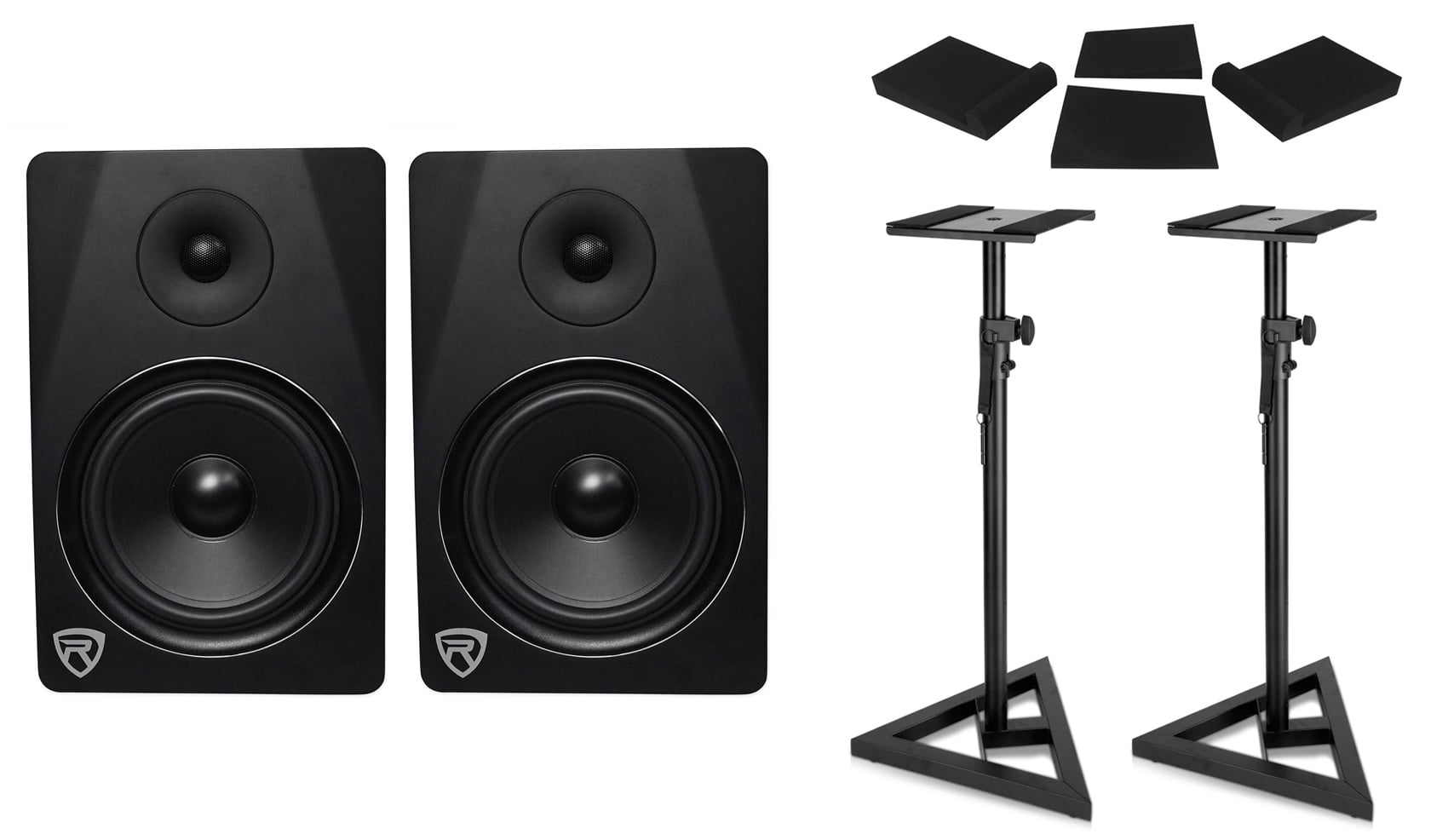2) Rockville DPM8B Dual Powered 8" 600 Watt Active Studio Monitors ...