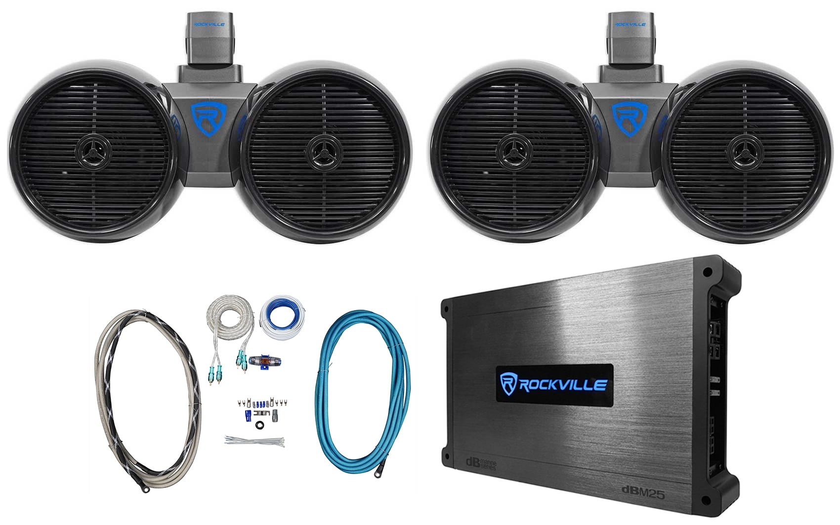 (2) Rockville DWB80B Dual 8" Black 800w Marine Wakeboard Tower Speakers ...