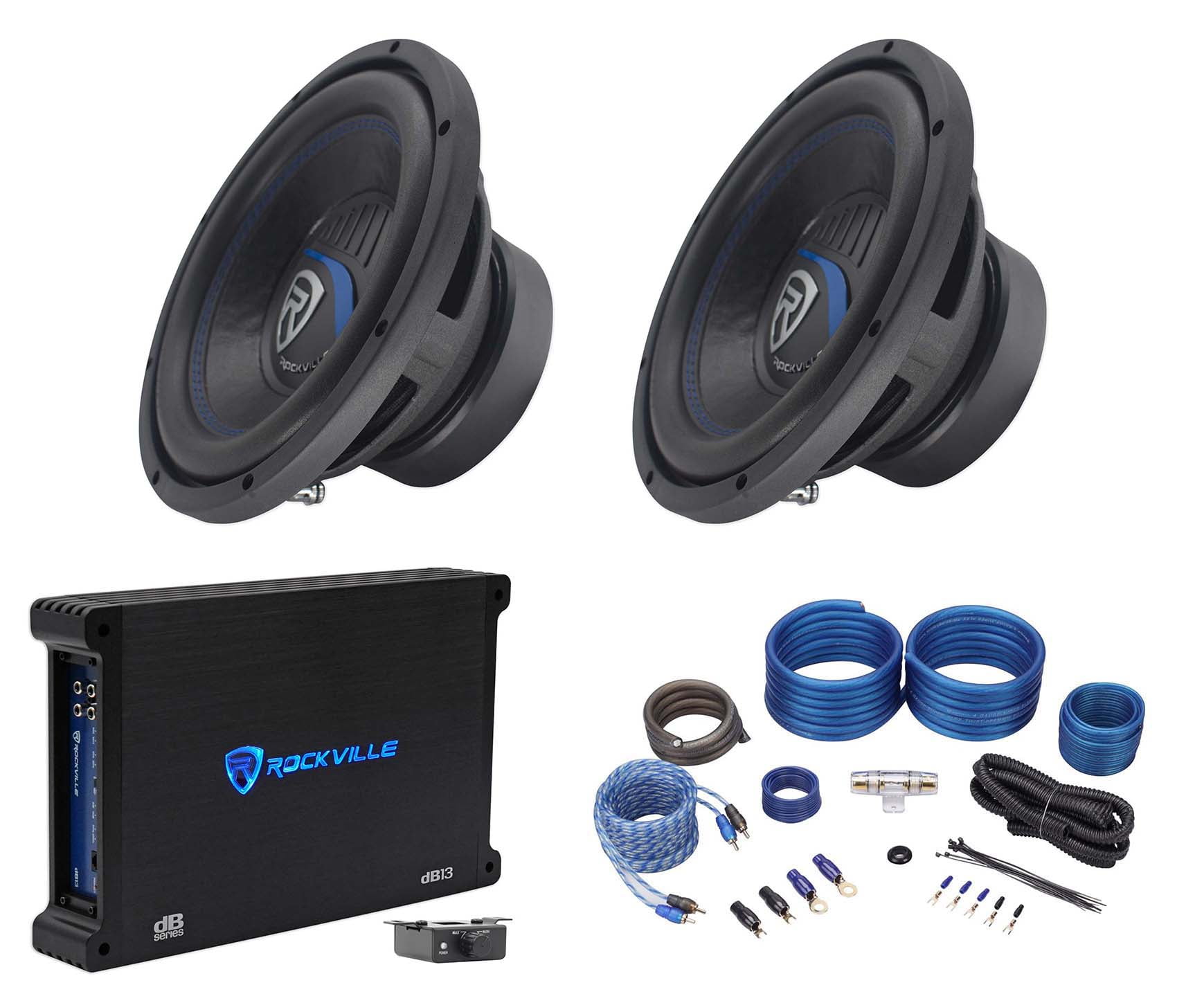(2) Rockville K5 W10K5S4 10" 1200w 4 Ohm Car Subwoofers+Mono Amplifier ...