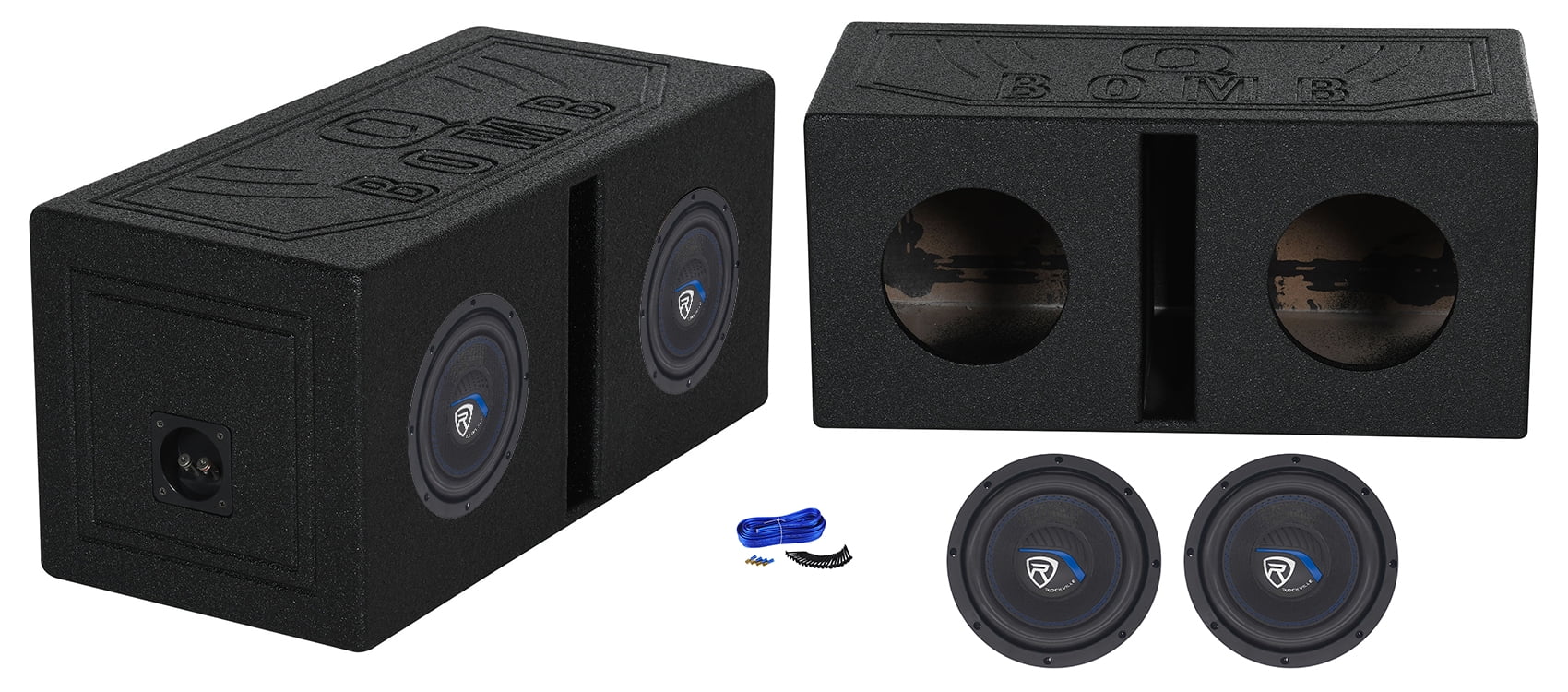 2) Rockville K5 W8K5S2 8" 800 Watt 2 Ohm Car Subwoofers+Vented Sub Box ...