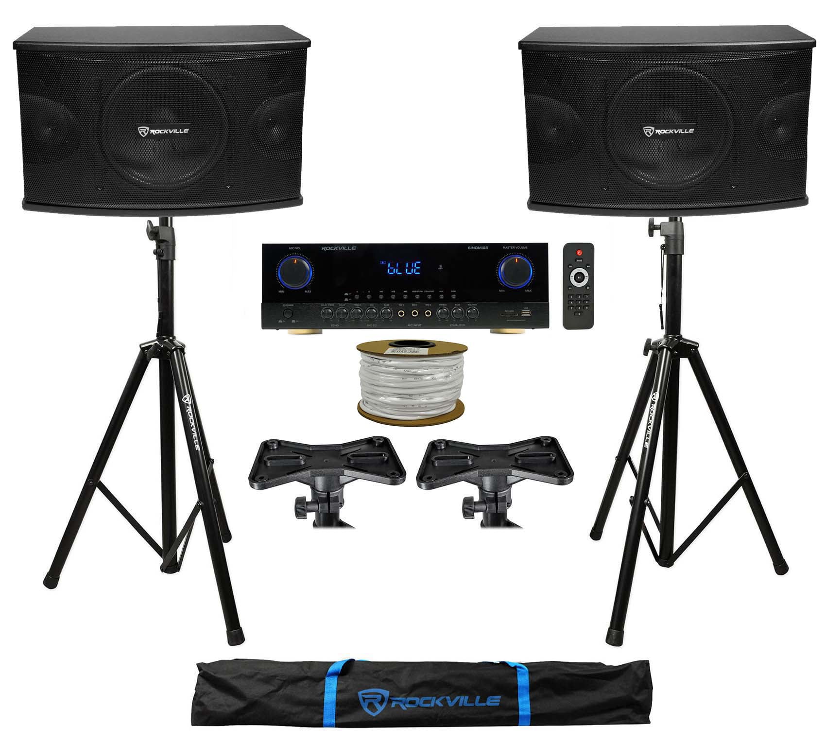 2 Rockville KPS10 10" Karaoke Vocal Speakers+Singmix 5 Bluetooth ...