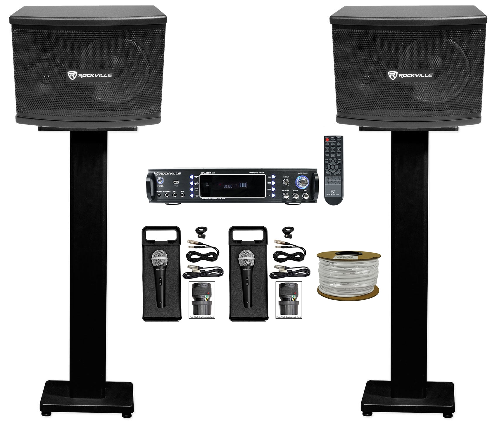 (2) Rockville KPS65 6.5" 400w Karaoke/Pro Speakers+Bluetooth Amp ...