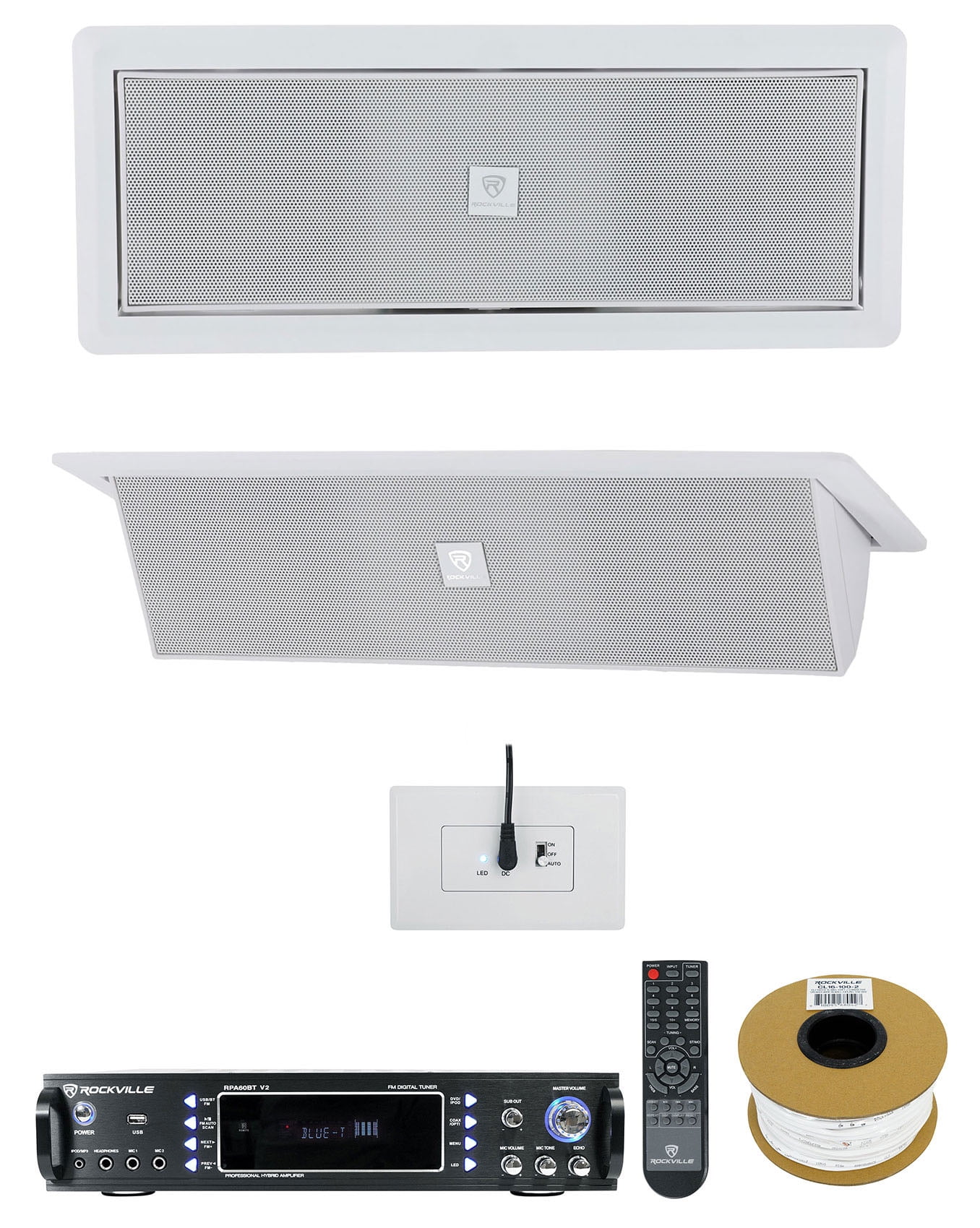 (2) Rockville LUX STEALTH D4 Dual 4" Motorized Ceiling/Wall Home ...