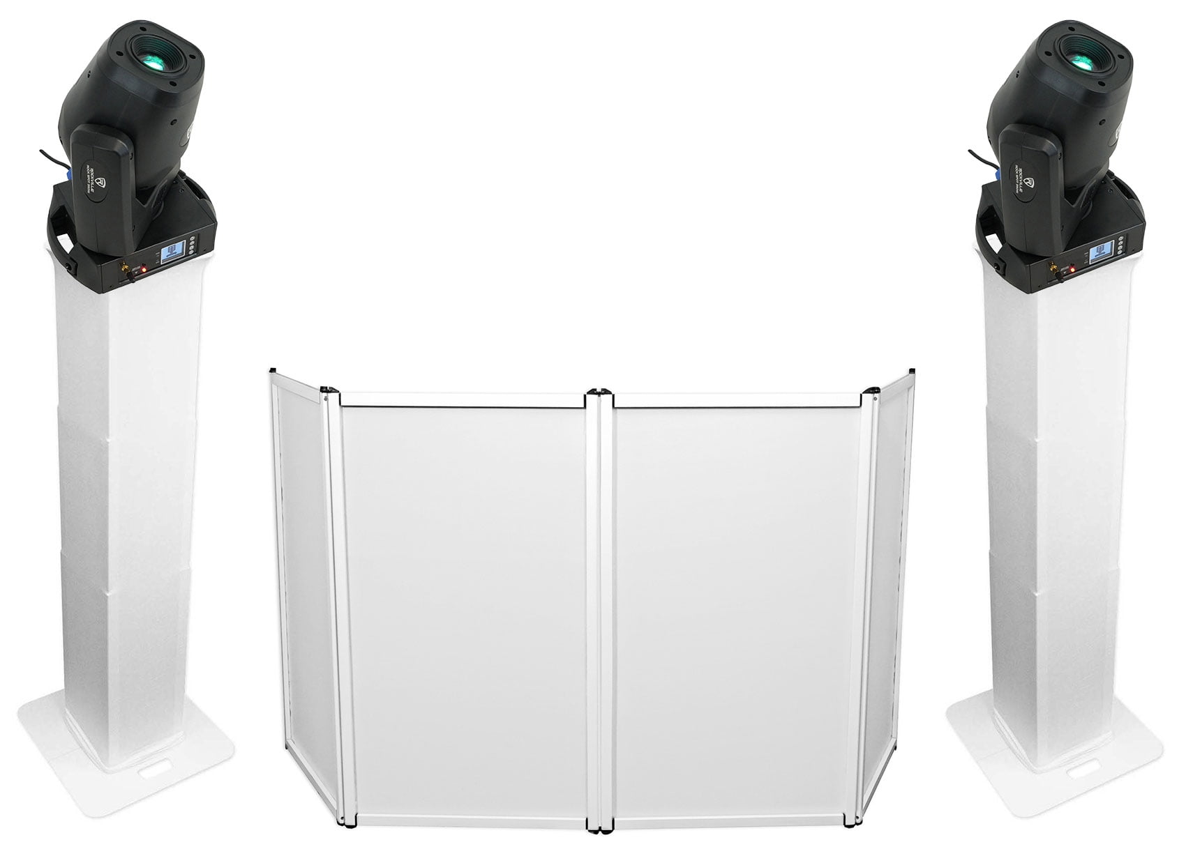 2) Rockville ROCK SPOT 260W DJ Moving Head Spot Lights+White Totem ...