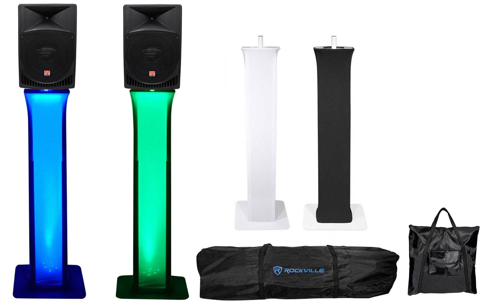 (2) Rockville RPG15 15" Powered Active 1000 Watt 2-Way DJ Speakers ...