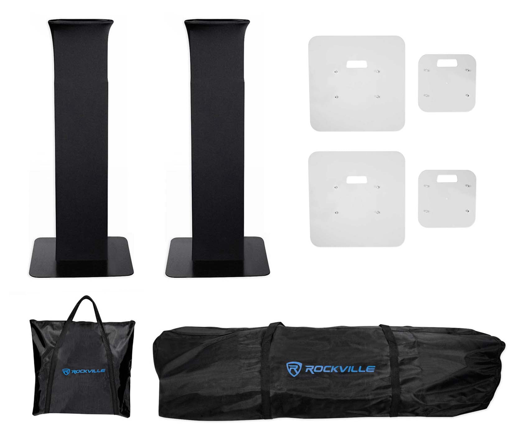 2 Rockville RTP82B 8 Ft. Black or White Totem Moving Head Light Stands ...