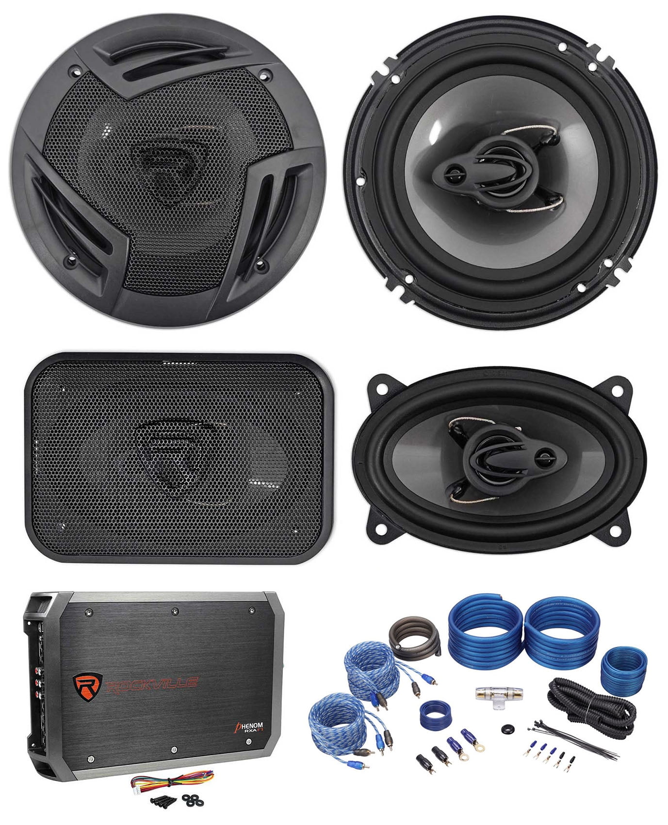 (2) rockville rv6.3a 6.5" speakers+(2) 4x6" speakers+4-channel ...