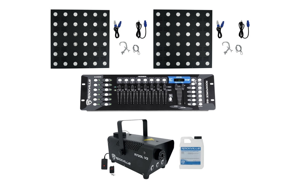 (2) Rockville STAGE MATRIX 36 RGB DJ Blinder Lights+DMX Controller+LED ...