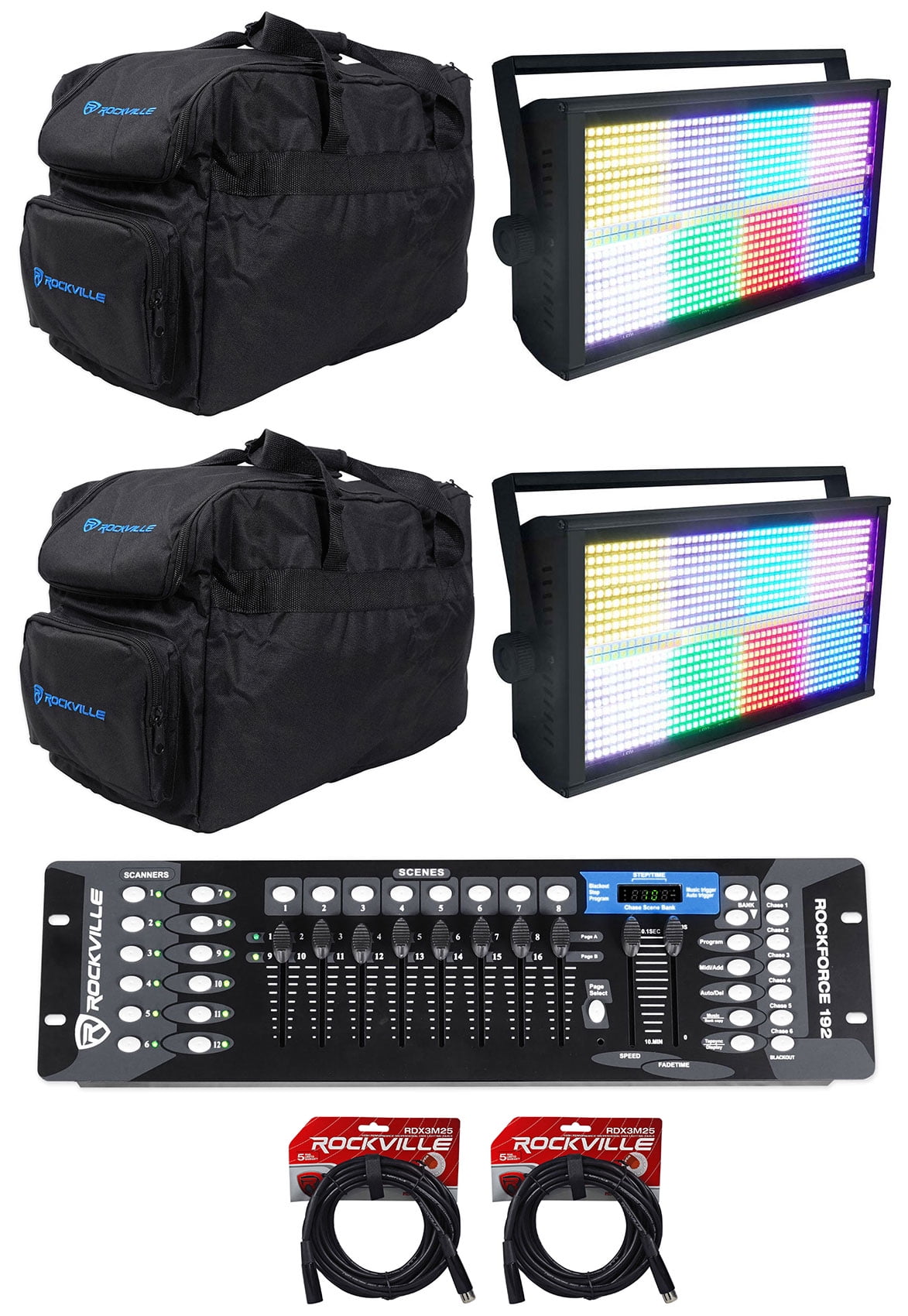 (2) Rockville STAGE PANEL 864 RGB DMX Wash Lights+Strobe+Matrix ...