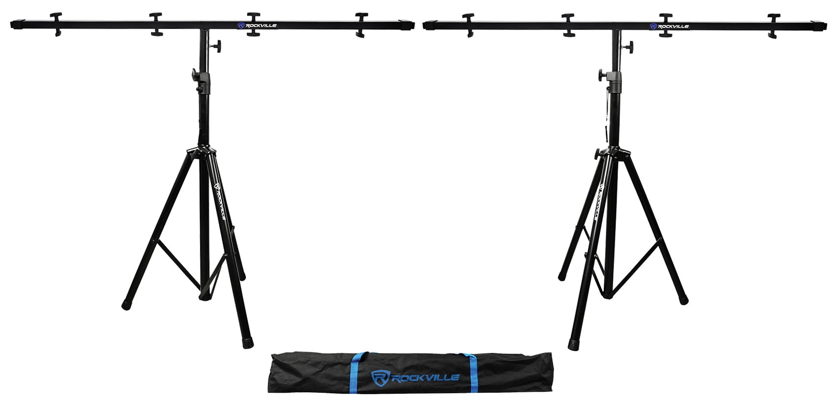(2) Rockville Tripod Black Heavy Duty Pole-Mount Stands + Lighting ...