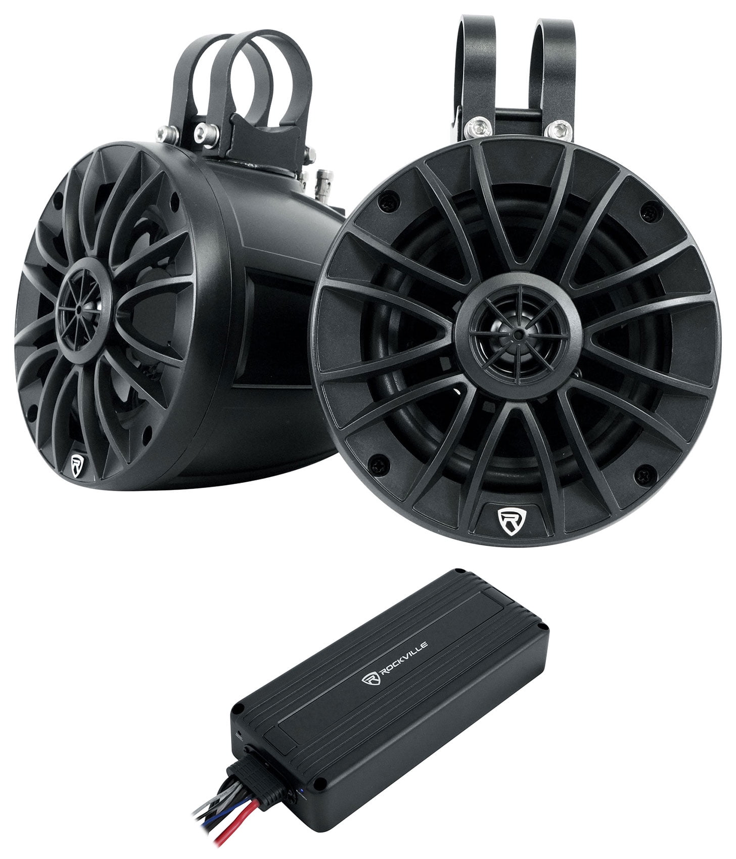 (2) Rockville UT525B 5.25" Tower Speakers+Bluetooth Amplifier For ATV ...