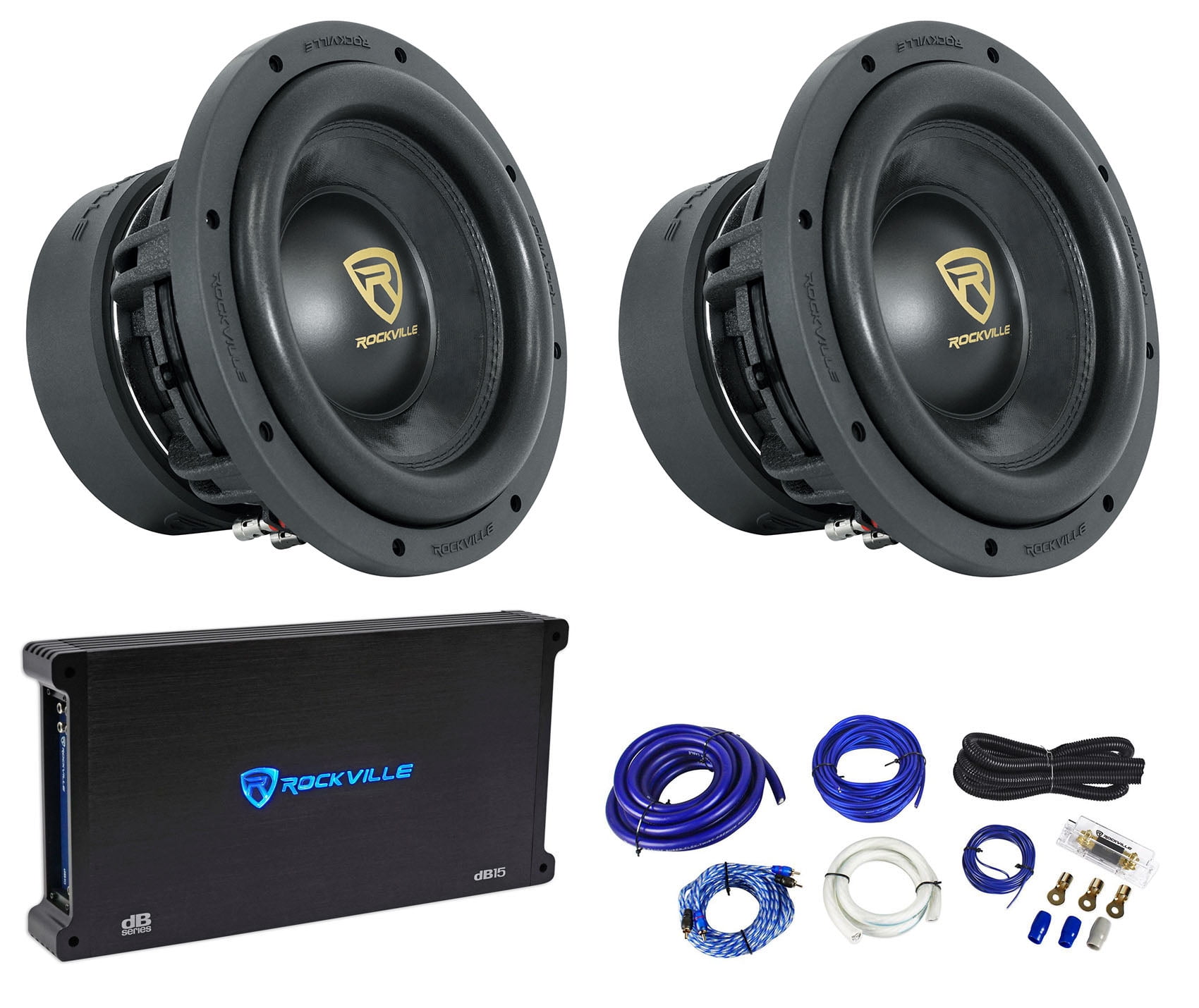 Rockville 10" Car Subwoofers, with Mono Amplifier, Copper, Black ...