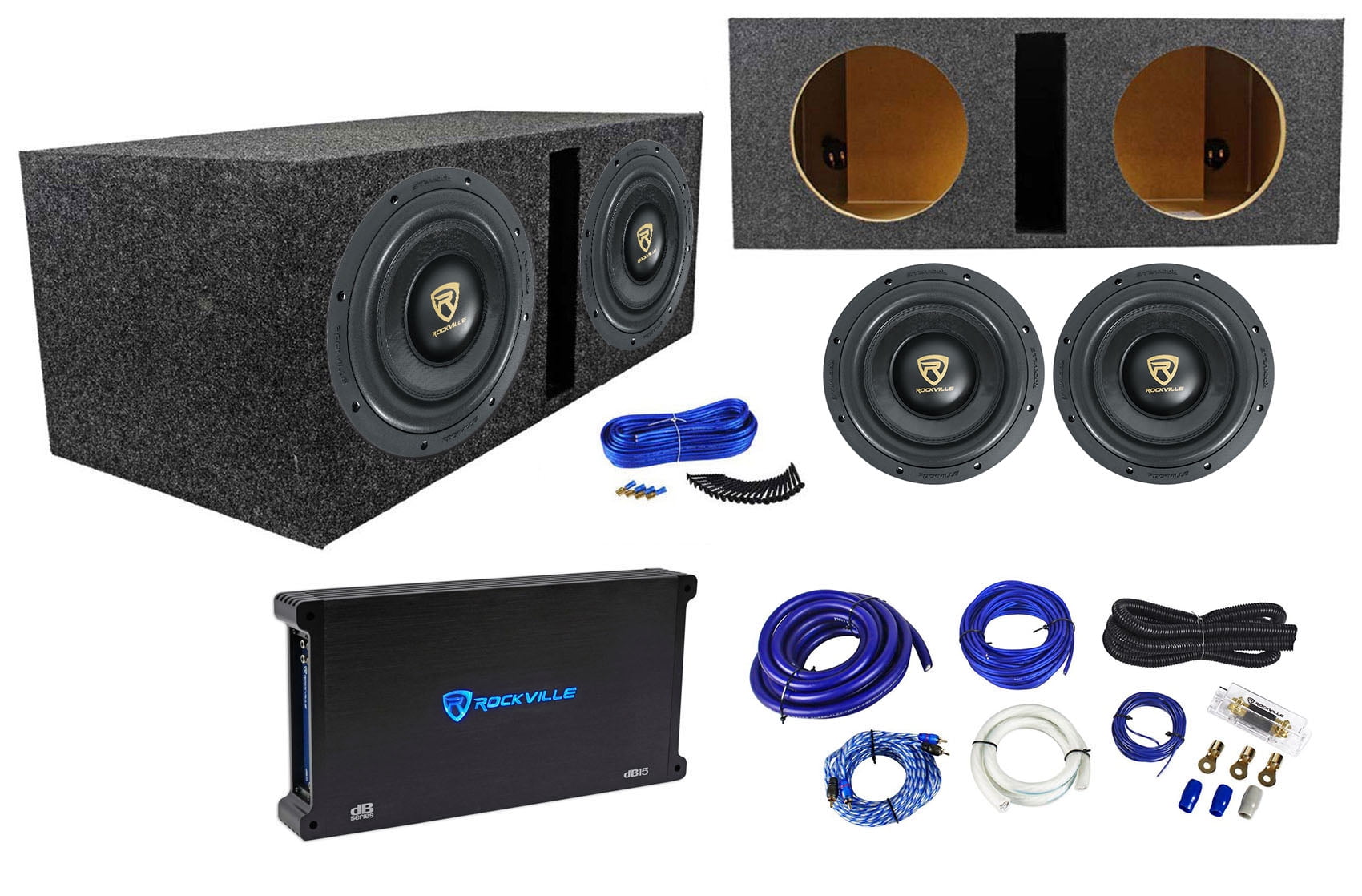 (2) Rockville W10K9D2 10" 6400w Subwoofers+Sealed Sub Box+Mono ...