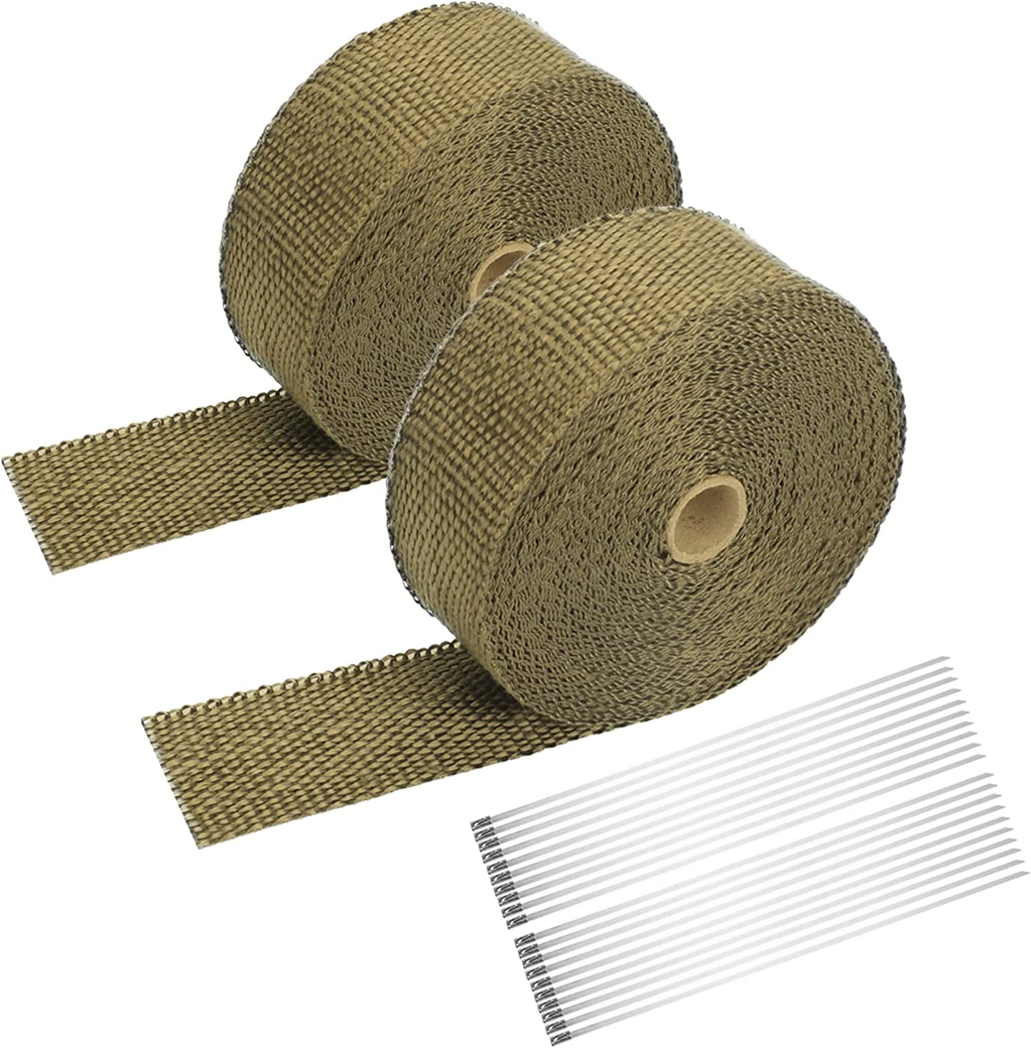 2 Roll 2" 50 Feet Lava Titanium Basalt Exhaust Heat Wrap Roll for ...