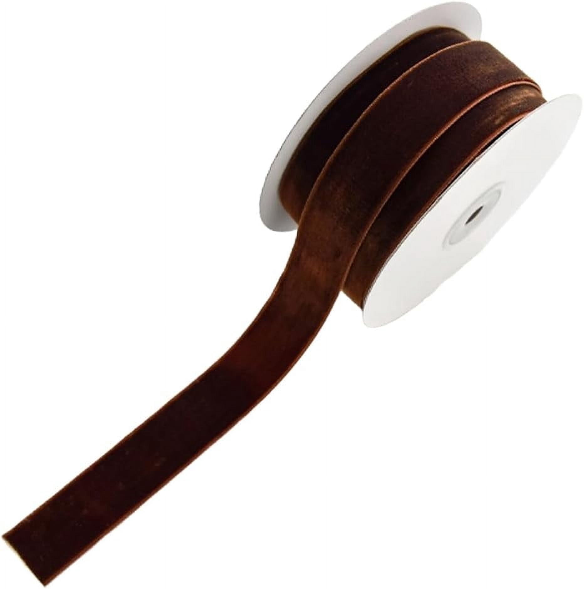 2 Roll 21.88 Yards 1 Inch Dark Brown Velvet Ribbon Soft Single Face ...