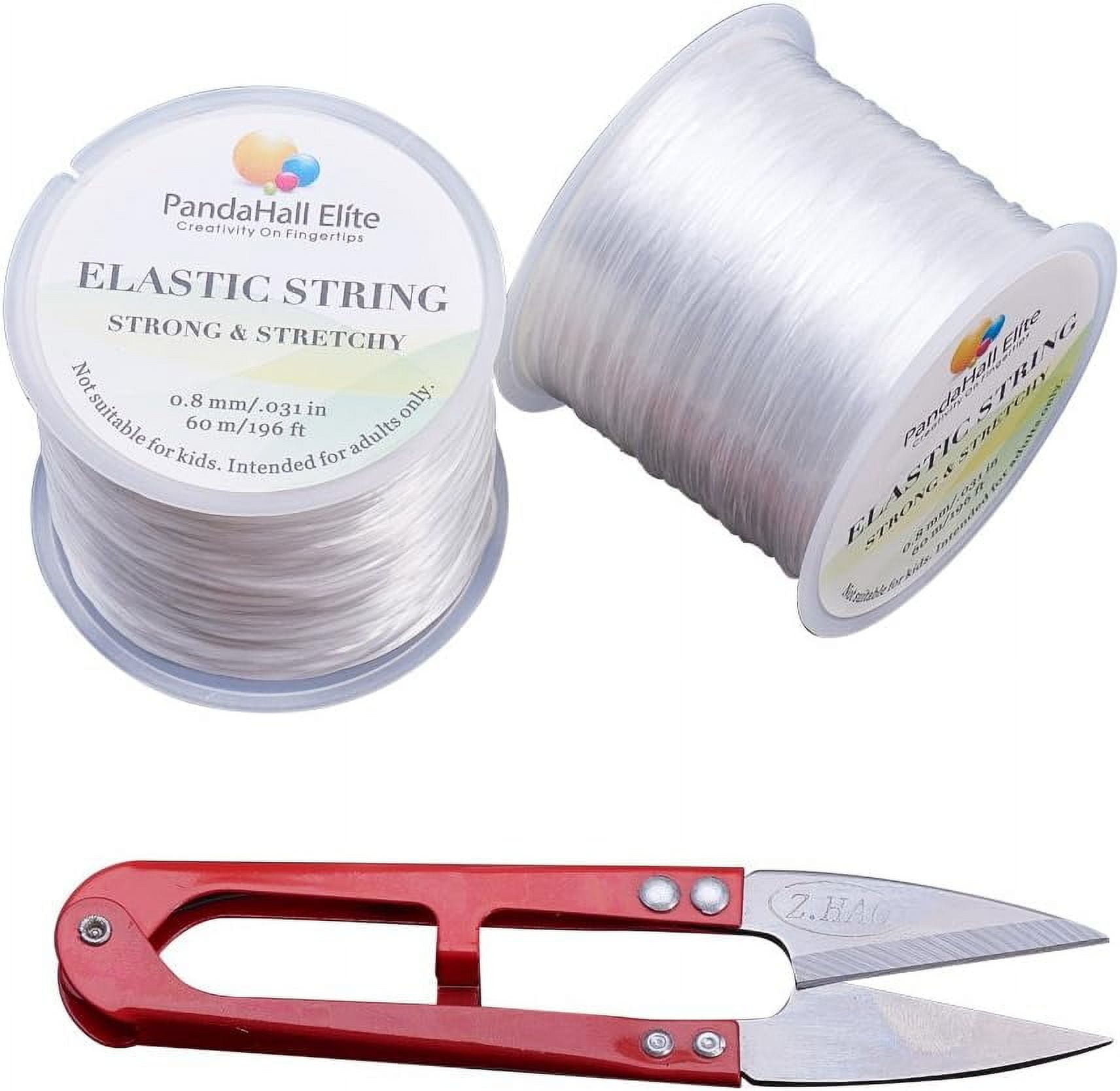 2 Roll (60m/Roll) 0.8mm Clear White Elastic Stretch Polyester String ...