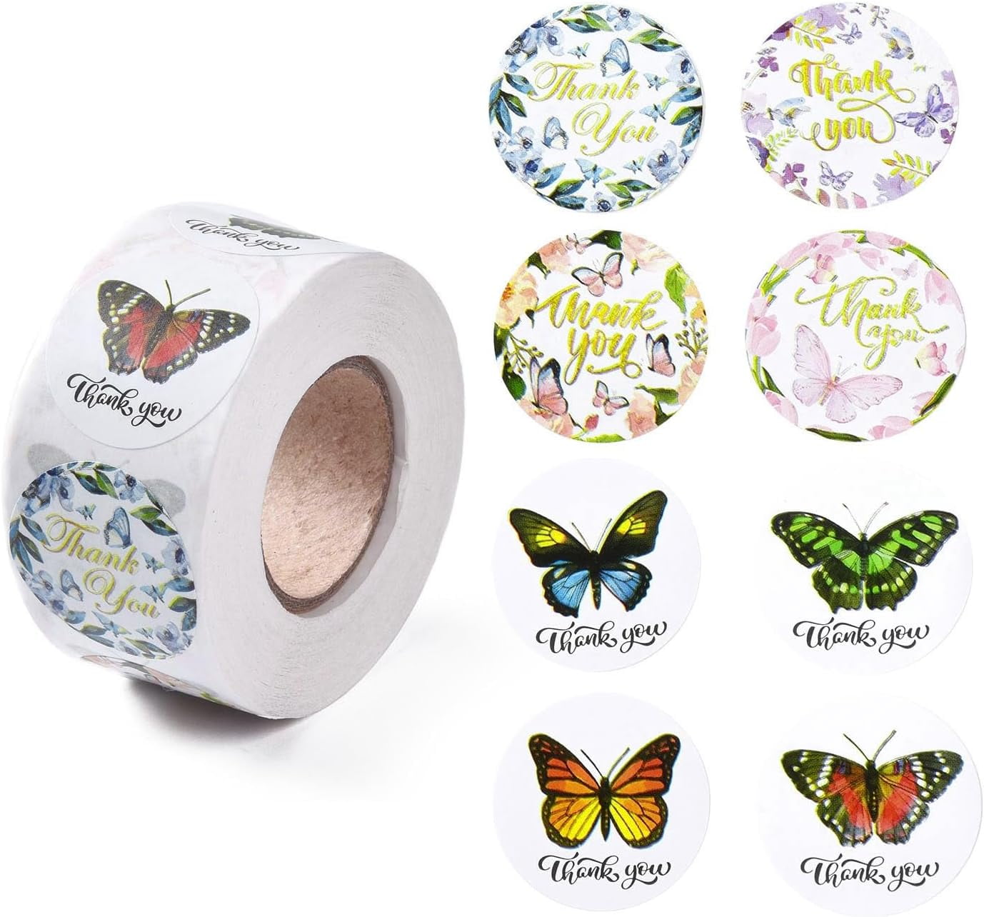 2 Roll 8 Patterns Butterfly Round Dot Self Adhesive Paper Stickers ...