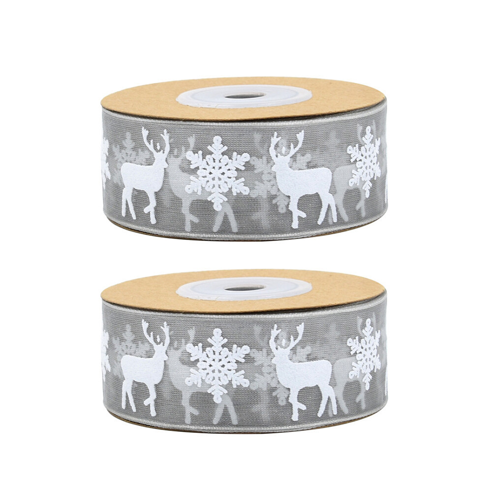 2 Roll Chic Xmas Gift Wrapping Ribbons Strip Christmas Riband Festival ...