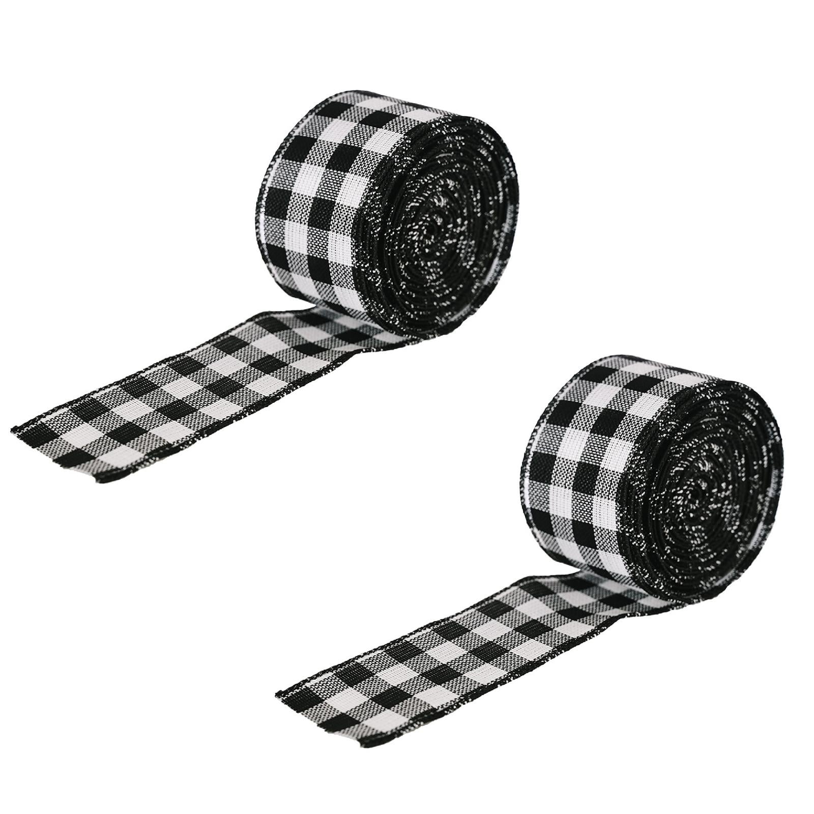 2 Roll Christmas Wrapping Ribbon, Christmas Buffalo Plaid Ribbon, Wired ...