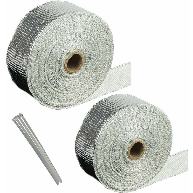 2 Roll Exhaust Tape Heat Insulating Tape Aluminum Titanium Bandage 10m ...