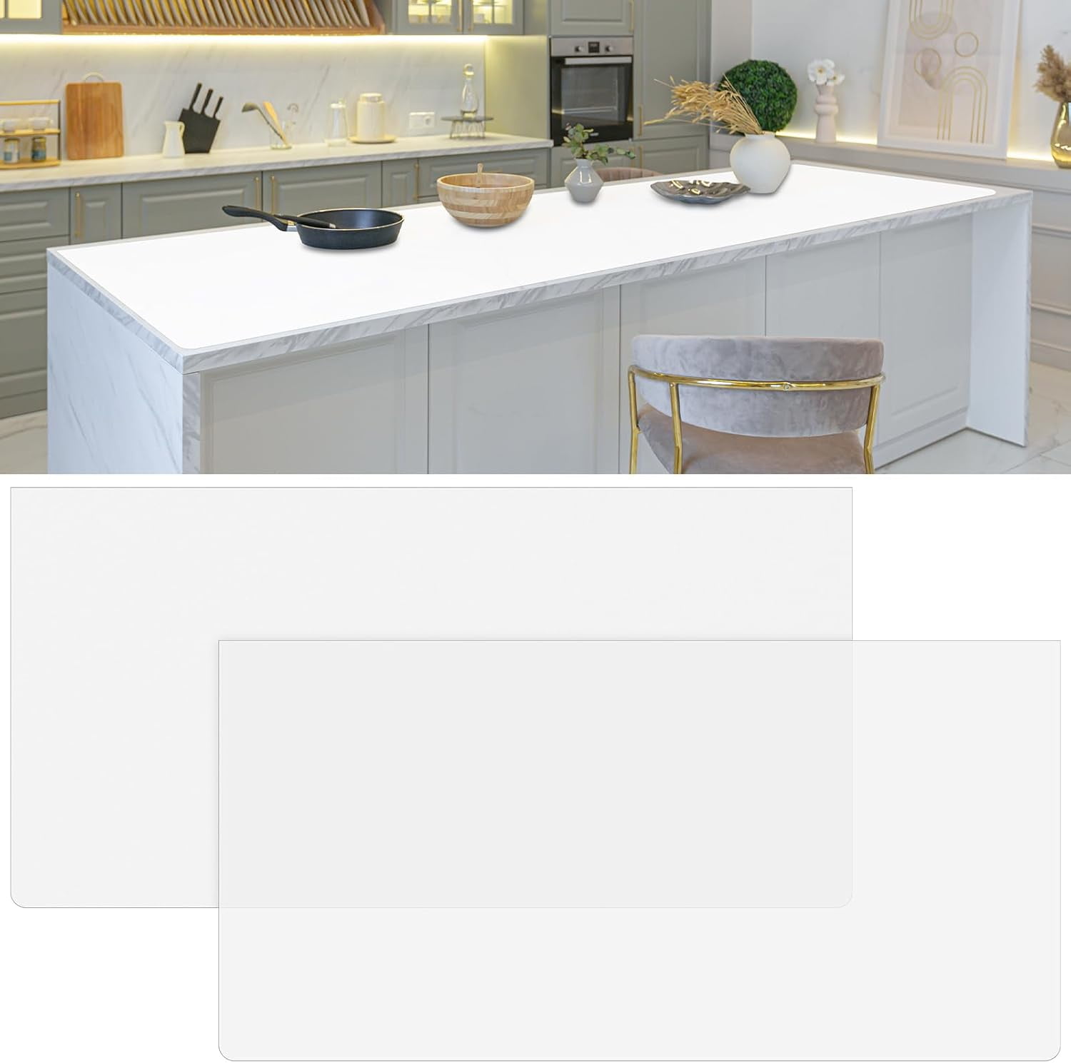 2 Roll Large Silicone Mats for Kitchen Counter 47'' x 24'' Silicone Mat ...