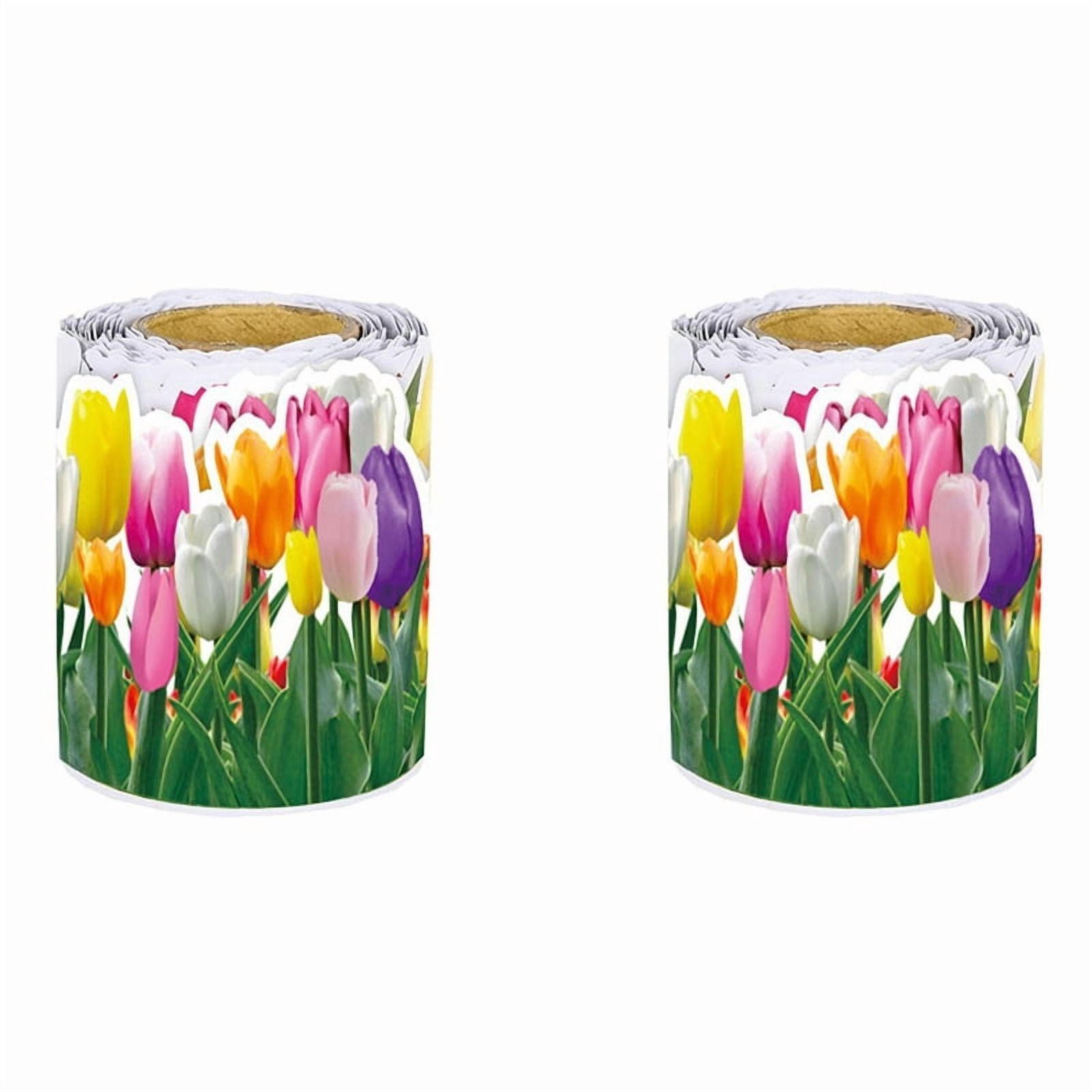 2 Roll Tulip Flower Trim Border 65.6ft Floral Bulletin Border for ...