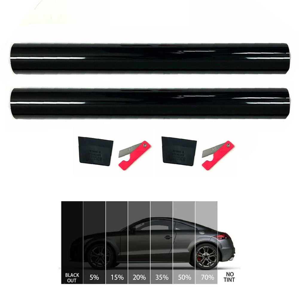 2 Roll Window Tint 3% Super Dark Black Film Privacy Heat Sun Shade Home ...