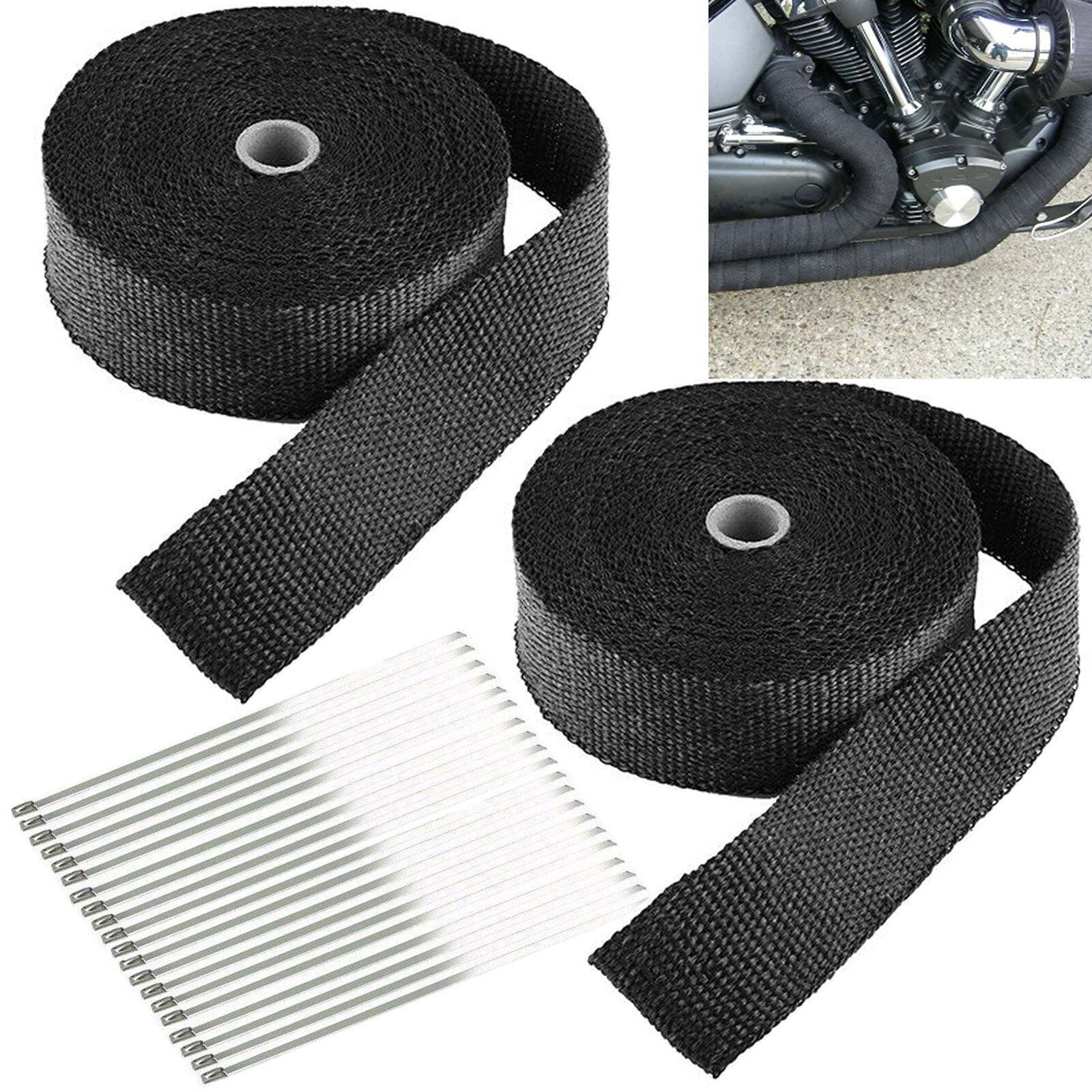 2 Roll x 2" 50FT Black Exhaust Wrap Header Manifold Fiberglass Heat ...