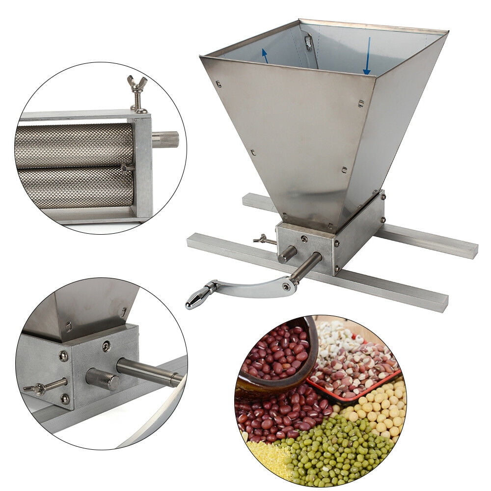 2 Roller Manual Barley Mill Grinder Stainless Steel Malt Grain Crusher ...