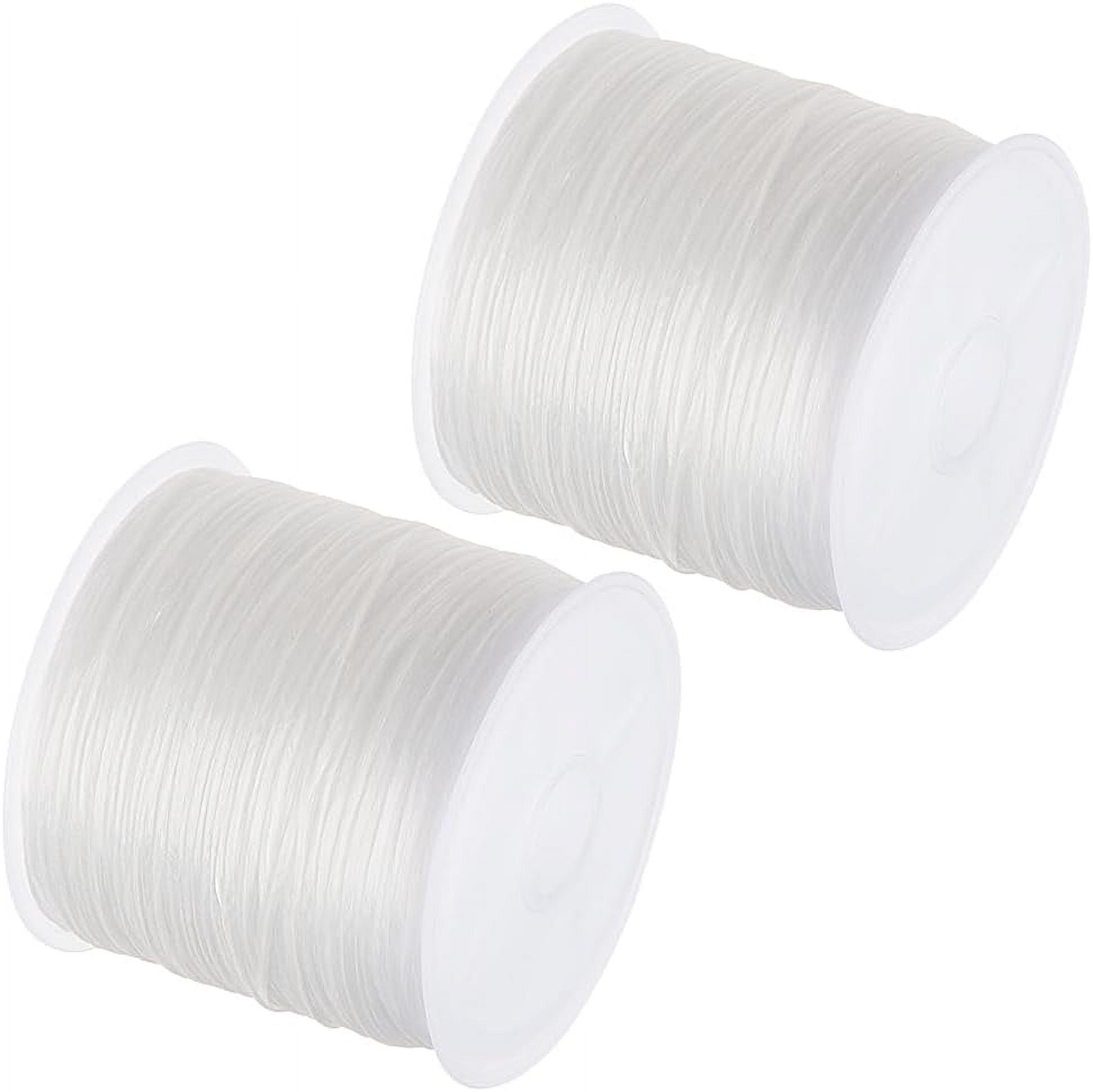 2 Rolls 1.0mm Flat Elastic Thread White Spandex String Beading Thread ...