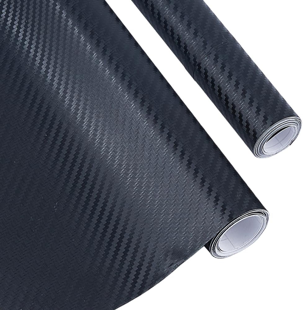 2 Rolls 1.5x0.3m/Roll 3D Black Carbon Fiber Vinyl Wraps Car DIY Wrap ...