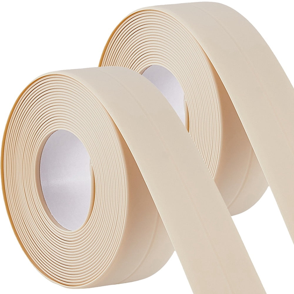 2 Rolls 10.5 Feet Bathtub Sealing Strip Waterproof Sealant Tape Beige ...